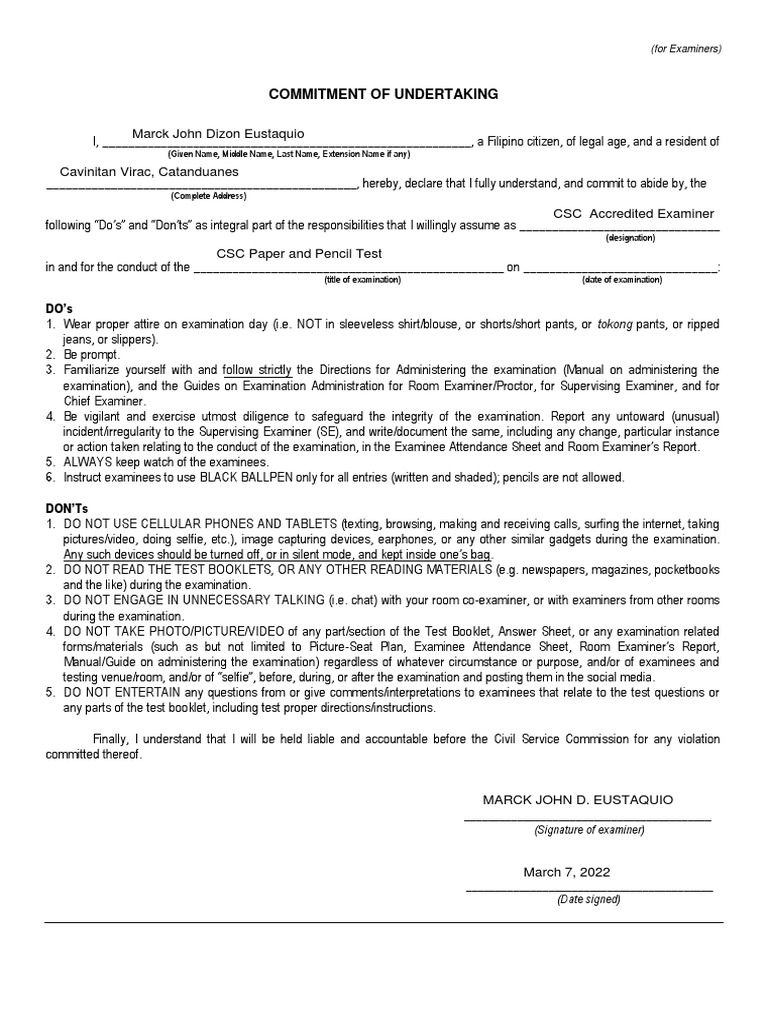 Commitment of Undertaking | PDF | Communication