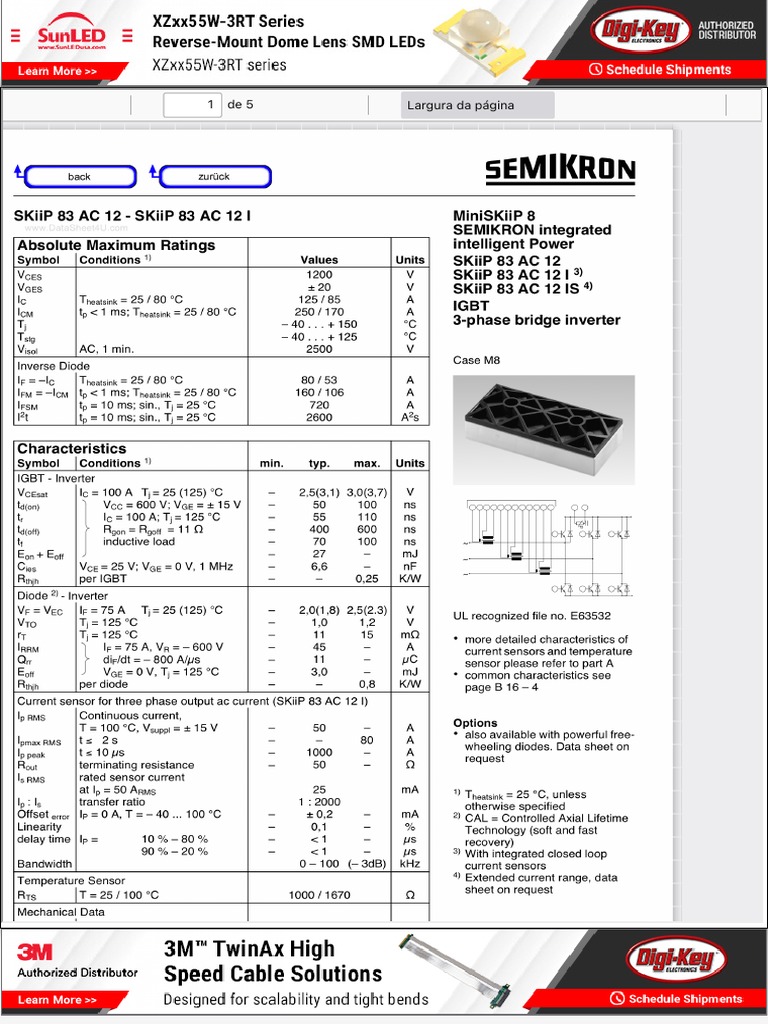 SKIIP83AC12I Datasheet | PDF | Physical Quantities | Electrical Components