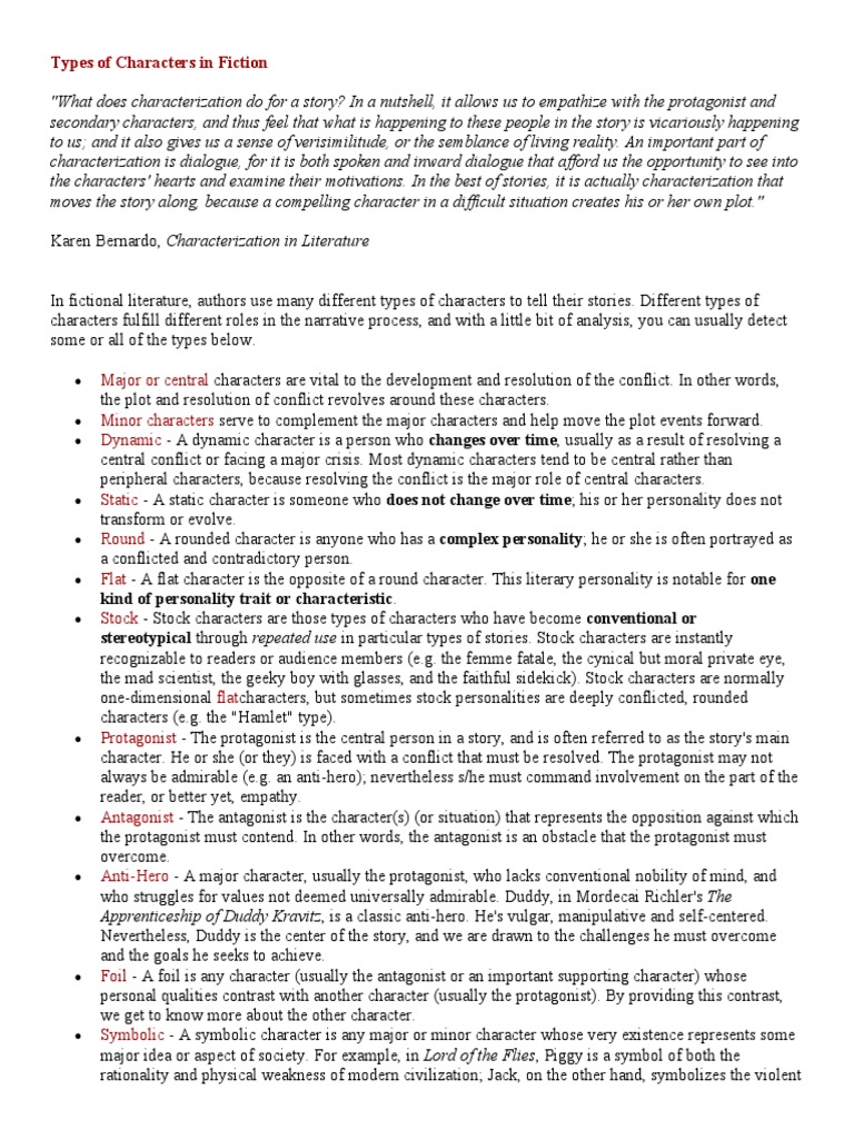 Character Types in Fiction Explained | PDF | Ebenezer Scrooge | Plot ...
