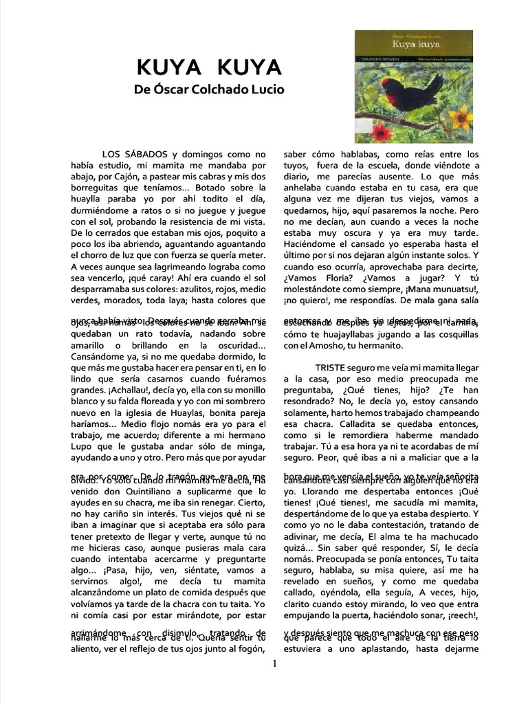 Kuya Kuya Oscar Colchado Pdf Foreign Language Studies Science