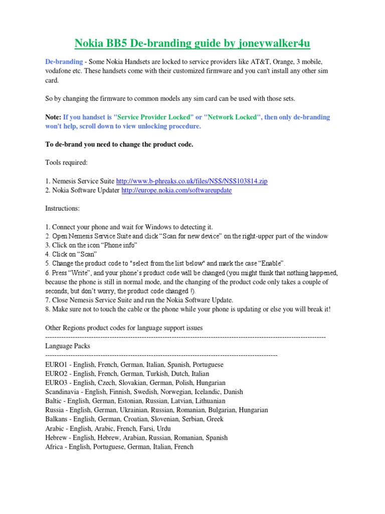 Nokia BB5 de Branding | PDF | Telecommunications | Communication