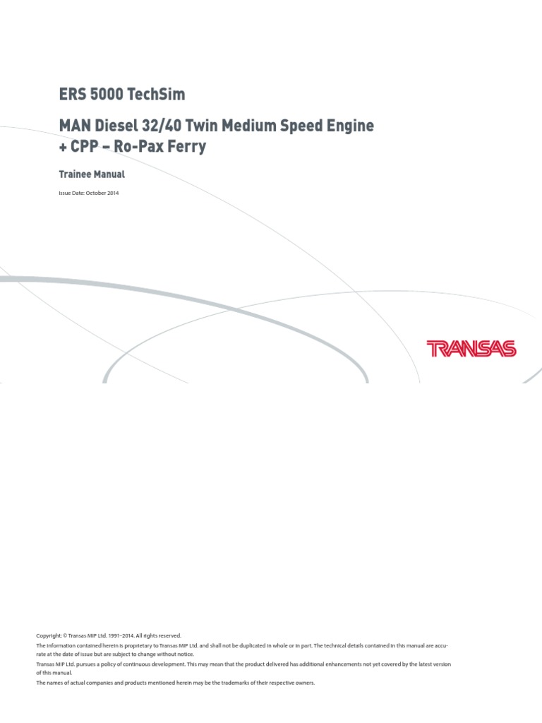 Ers 5000 Techsim Man Diesel 32/40 Twin Medium Speed Engine + CPP - Ro-Pax Ferry | PDF | Marine ...