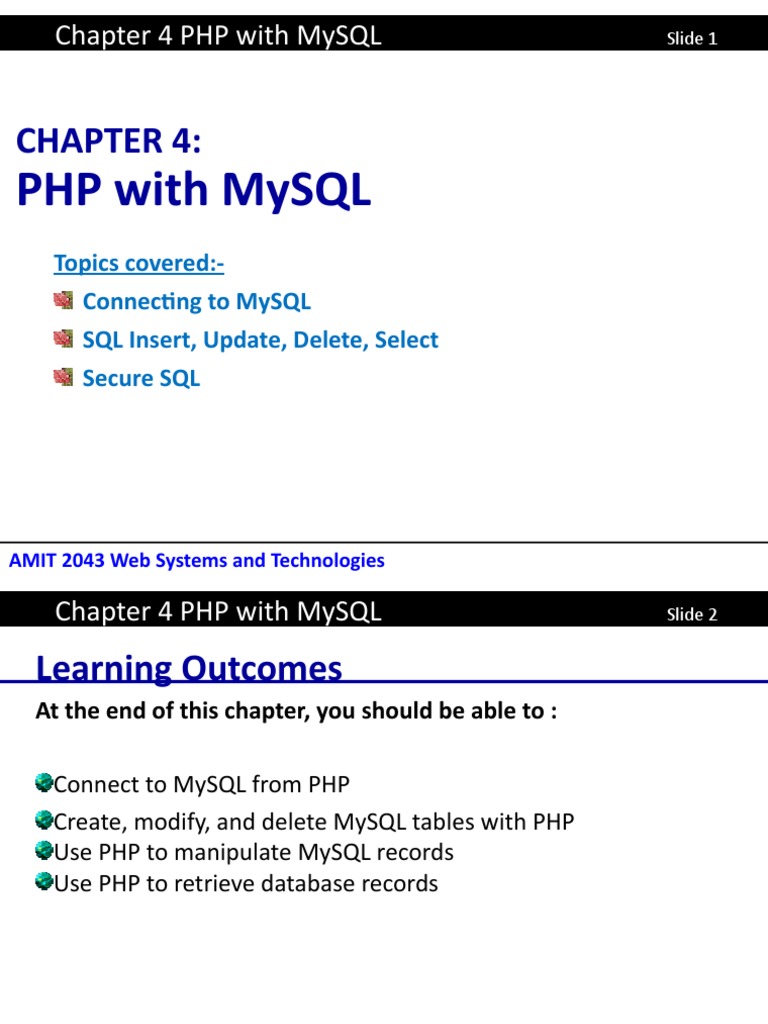 Chapter 4 PHP With MySQL | PDF | My Sql | Php