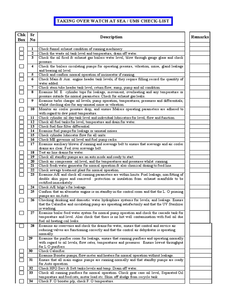 UMS Watch Takeover Checklist | PDF | Technology & Engineering