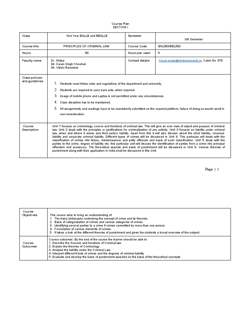 Course Plan Template | PDF | Crimes | Crime & Violence