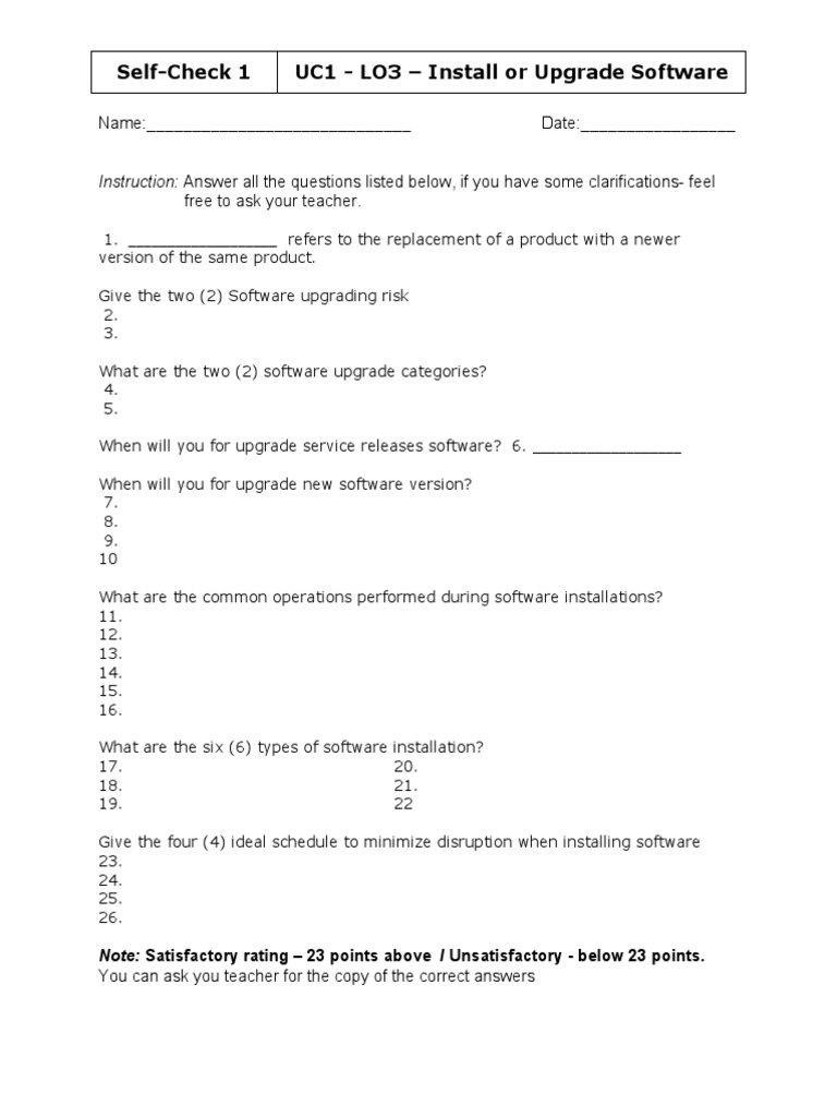 Self-Check, Lap Test, Answer Key | PDF | Installation (Computer ... Self-Check, Lap Test, Answer Key | PDF | Installation (Computer ...