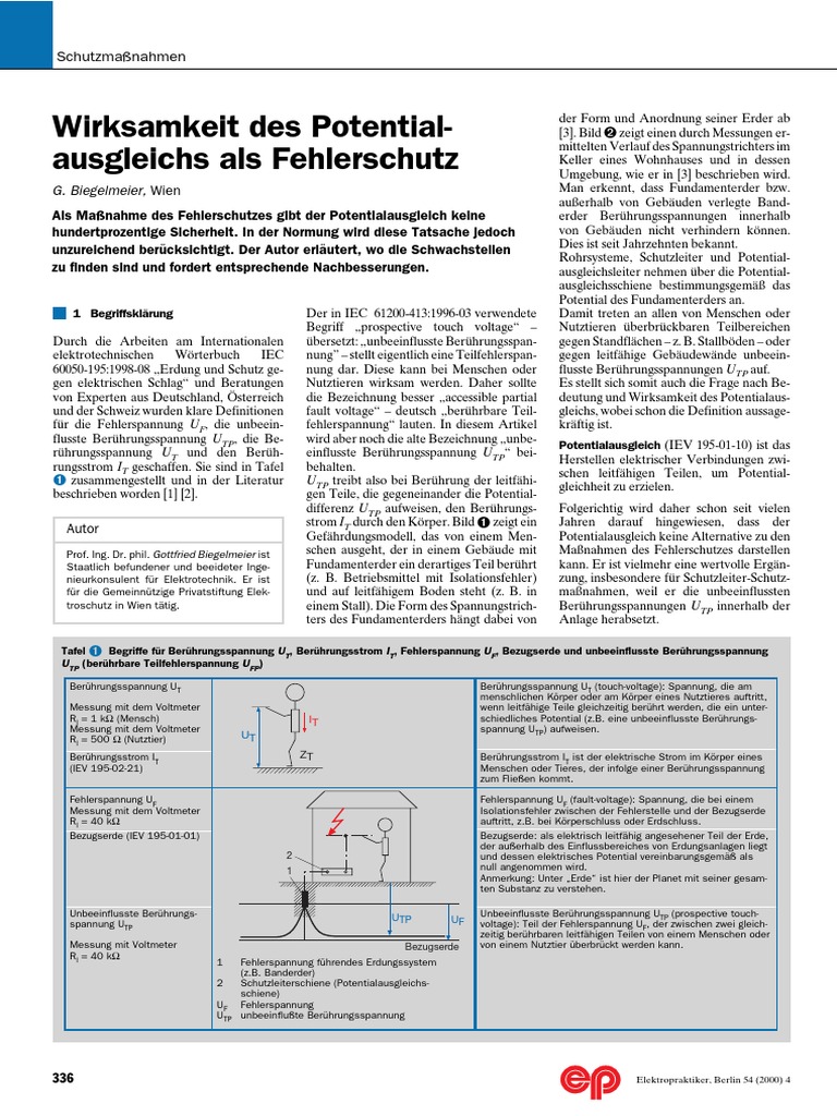 Wirksamkeit Des Potentialausgleichs Als Fehlerschutz | PDF