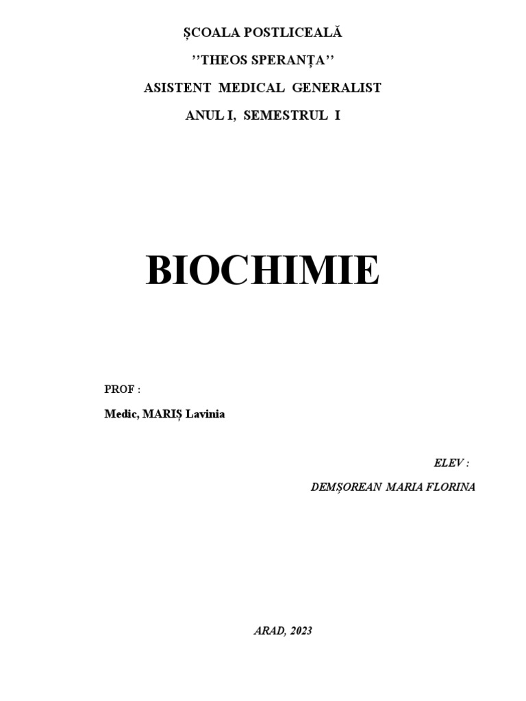 Rezumat Biochimie | PDF