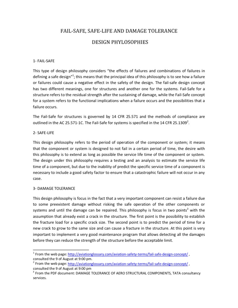 Fail Safe, Safe Life and Damage Tolerance | PDF | Fracture | Engineering