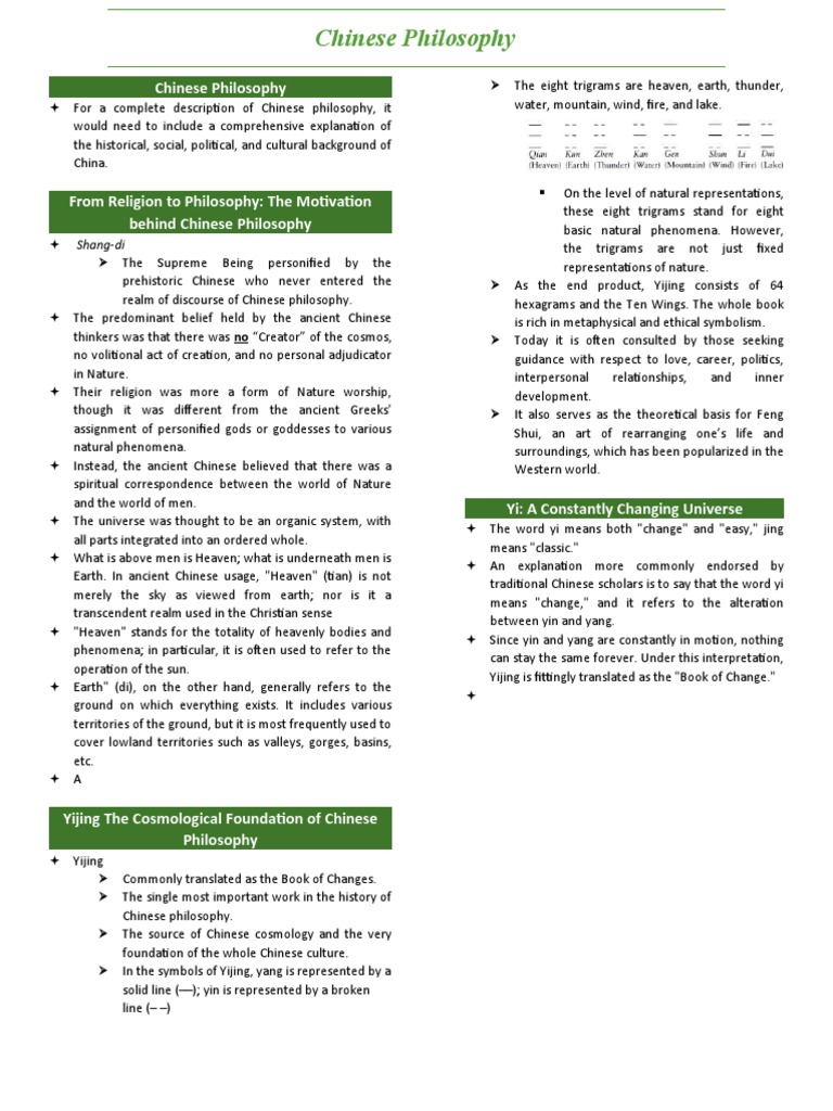 Chinese Philosophy Notes | PDF | Yin And Yang | Religious Belief And ...