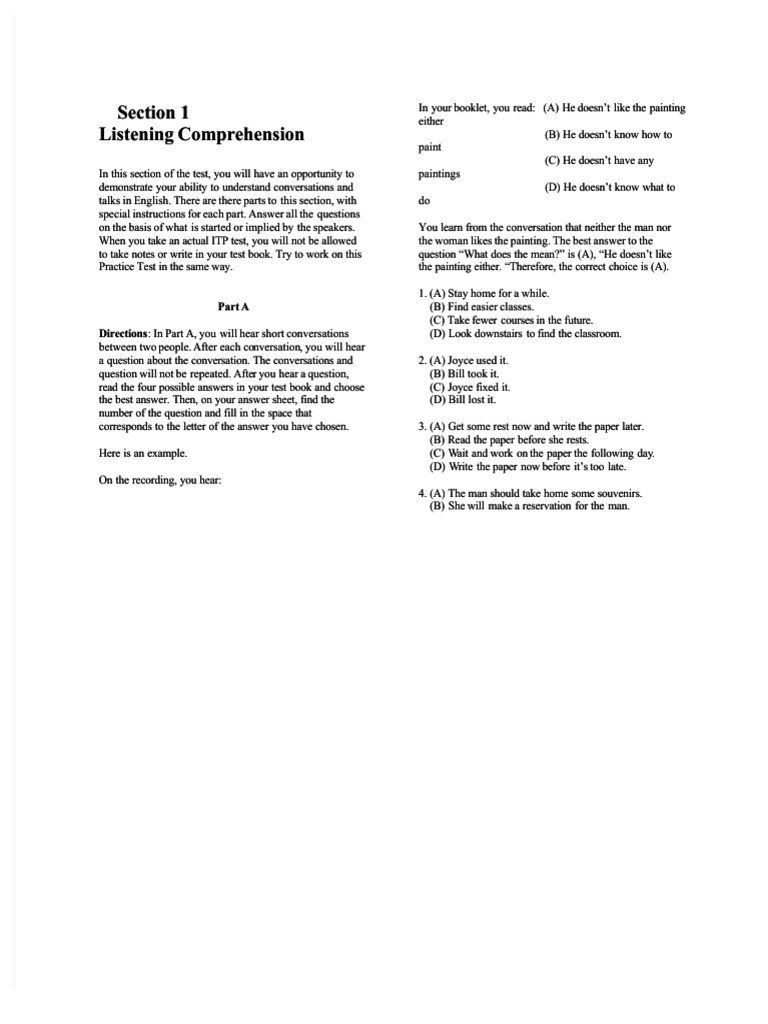 TOEFL ITP Level 2 Listening Practice | PDF | Aircraft | Flight