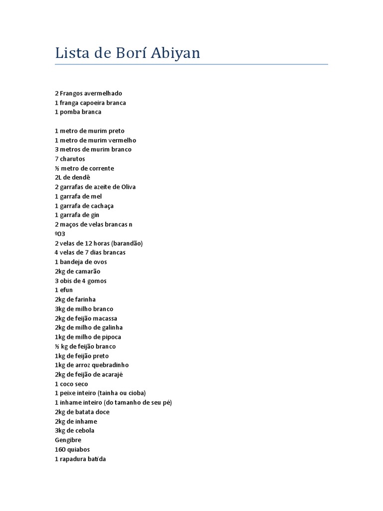 Lista de Borí Abiyan | PDF | Bem-estar