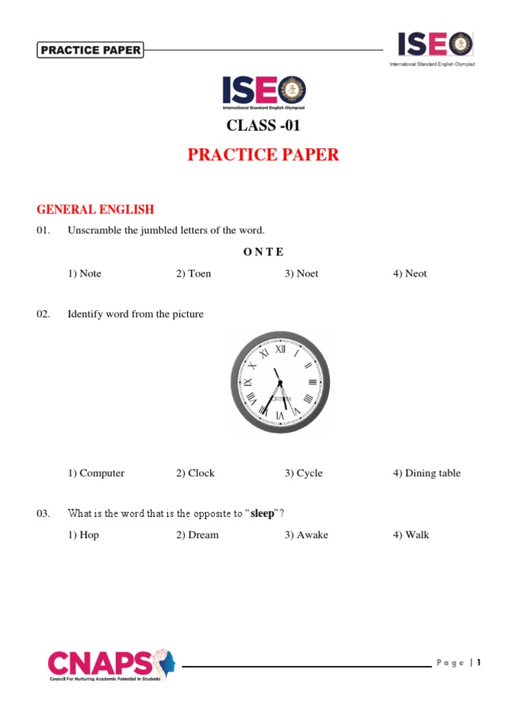 ISEO Model Paper 1 | PDF | Linguistic Morphology | Syntax