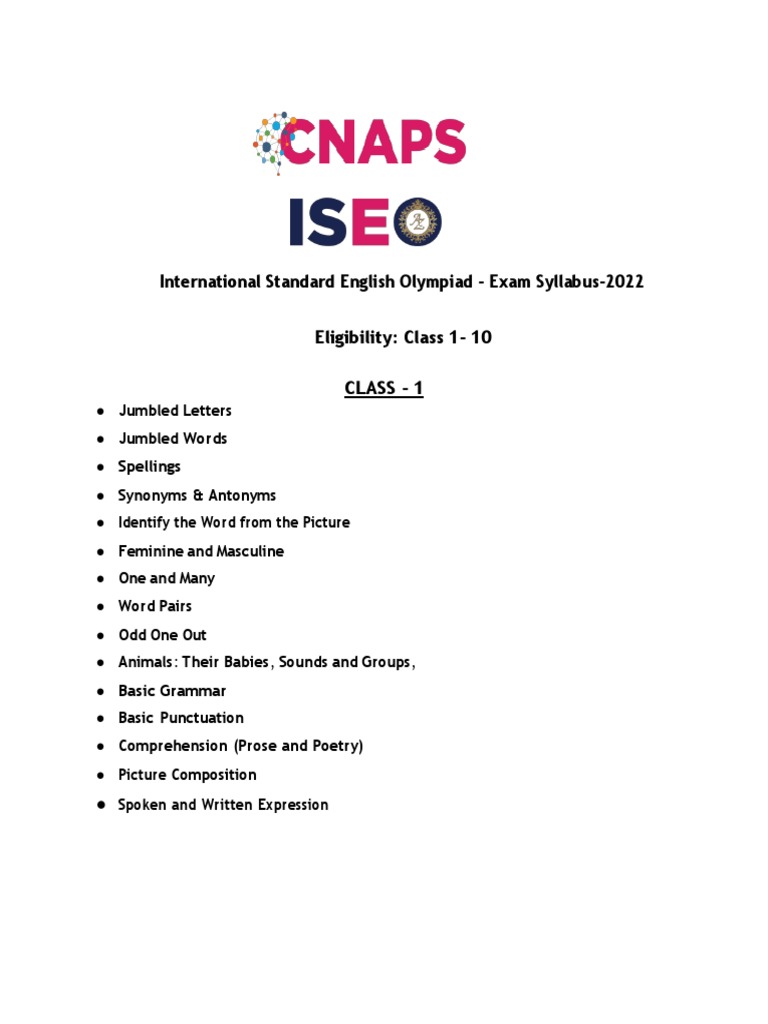 ISEO Syllabus 1 | PDF