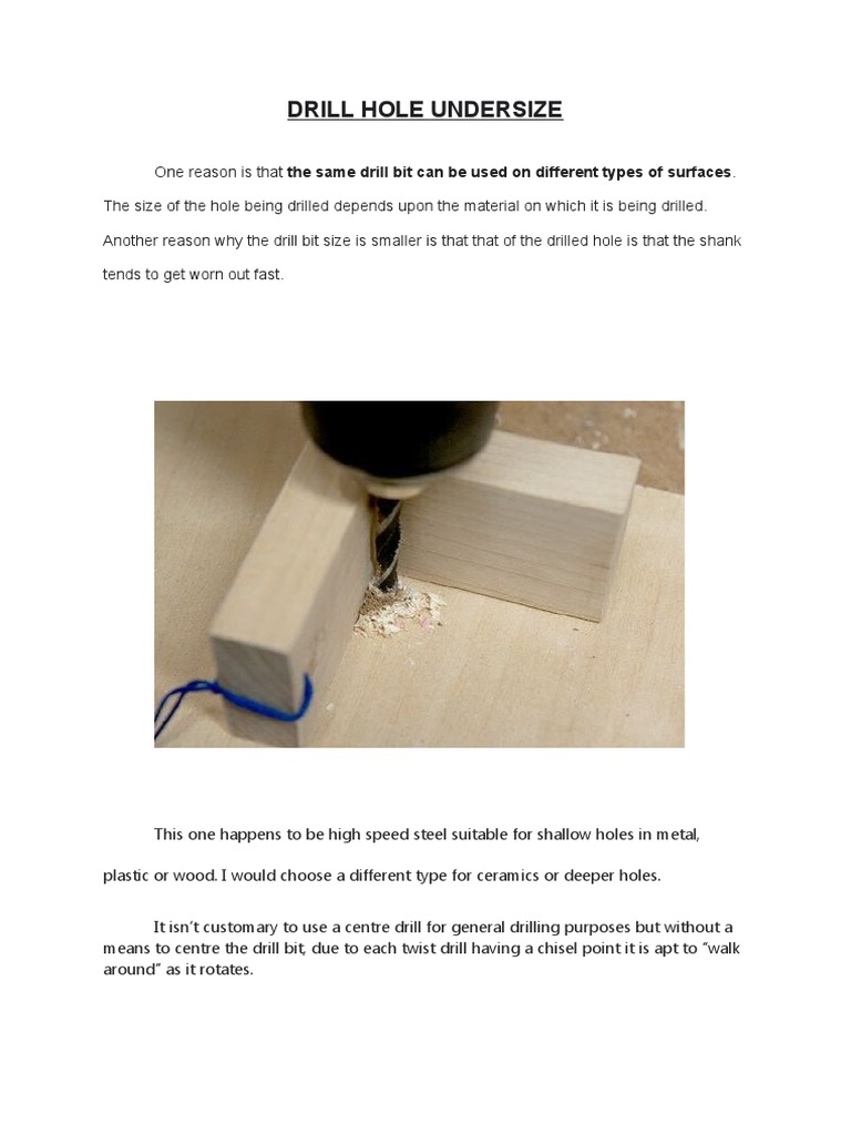 Drill Hole Undersize | PDF