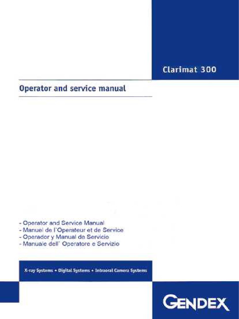Gendex Clarimat 300 X-Ray Developer - User and Service Manual (En, Es ...