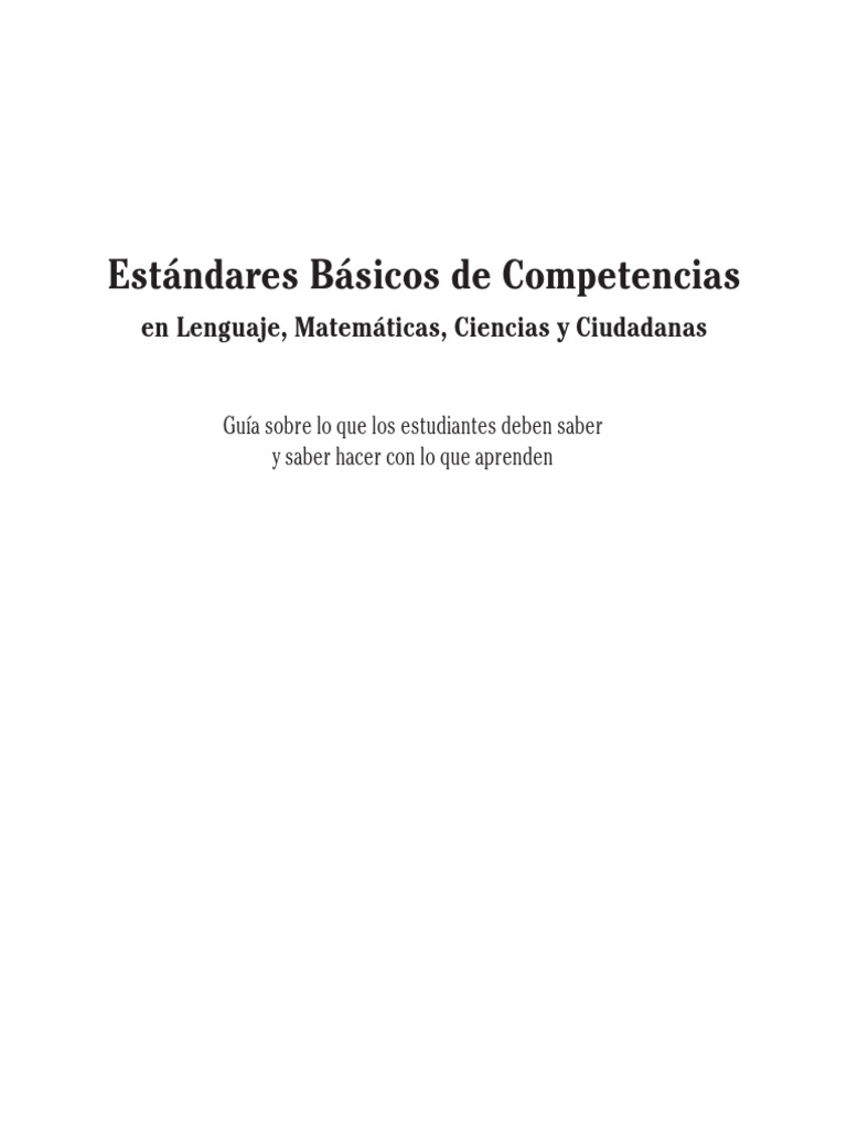 Estandares Básicos de Competencias de Matemáticas | PDF | Plan de ...