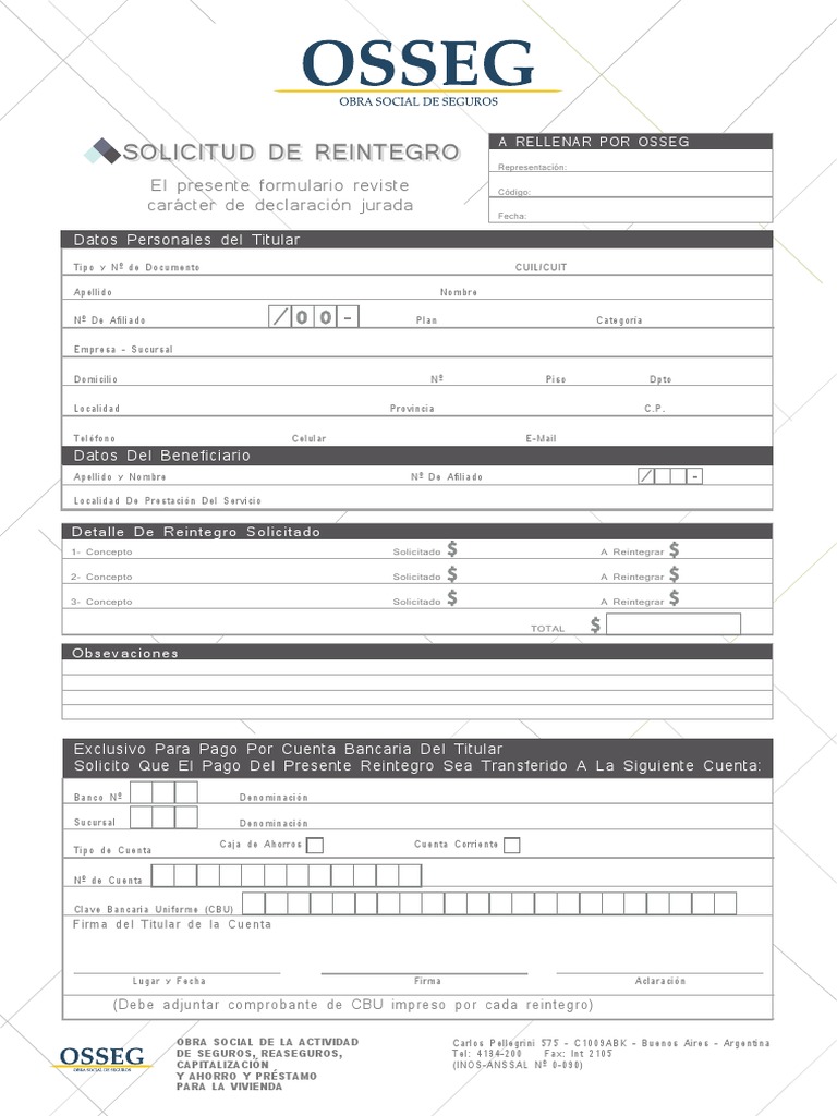 Solicitud de reintegro de gastos médicos | PDF | Bancos | Prescripción médica