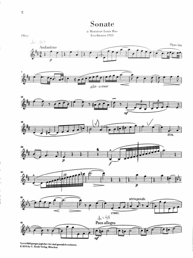 Saint Saëns - Oboe Sonata | PDF