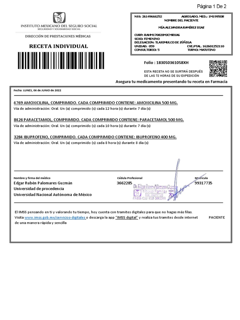 RECETA-DE-IMSS | PDF | Ciencias de la Salud | Cuidado de la salud