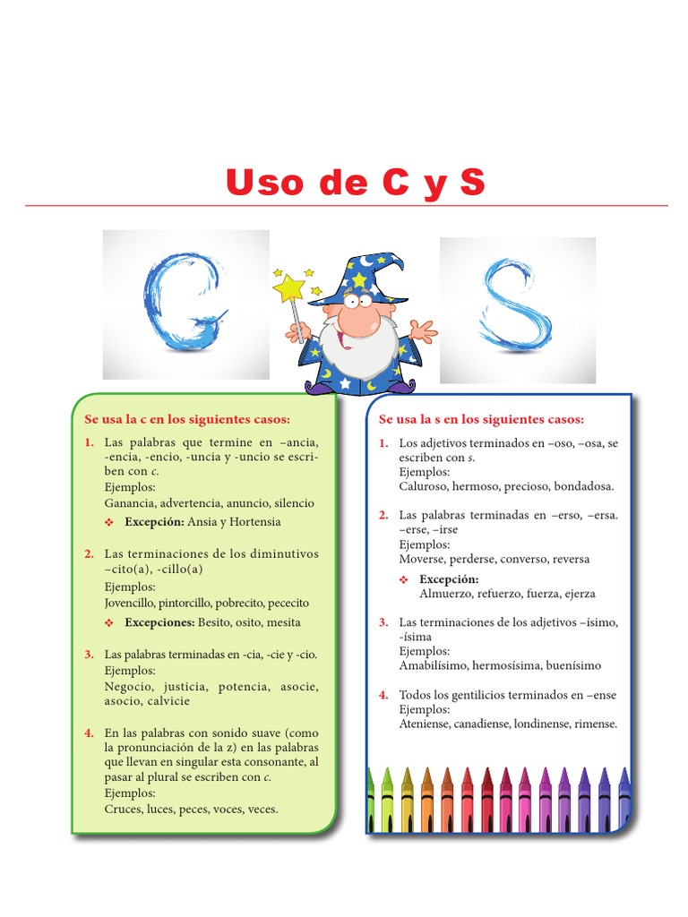 Reglas del uso de la S y C | PDF | Artes del Lenguaje y Comunicación