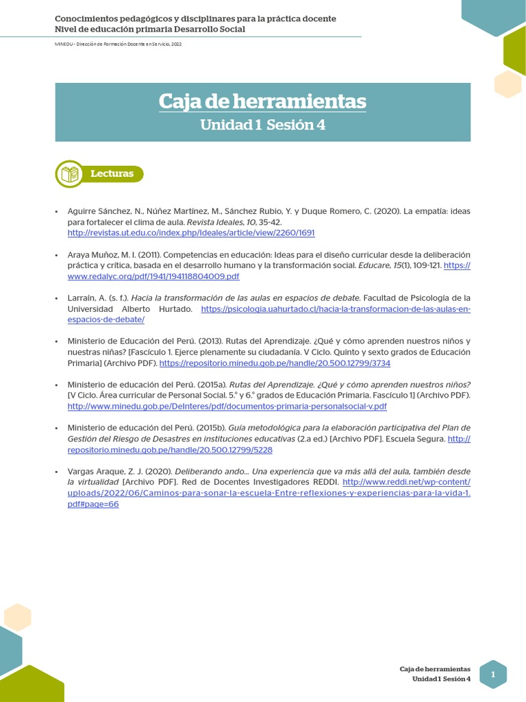 Sesión 4 - Caja de herramientas | PDF | Educación primaria | Perú