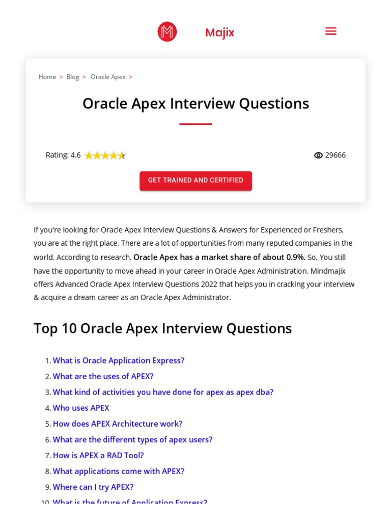 Top 30+ Best Oracle Apex Interview Questions and Answers in 2022 | PDF | Databases | Sql