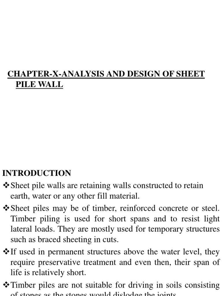 Chapter-X - Design of Sheet Pile Wall | PDF | Deep Foundation ...