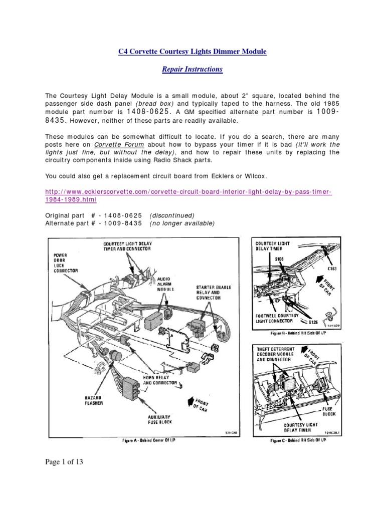 C4 Corvette Courtesy Light Module Guide | PDF | Electronic Circuits ...