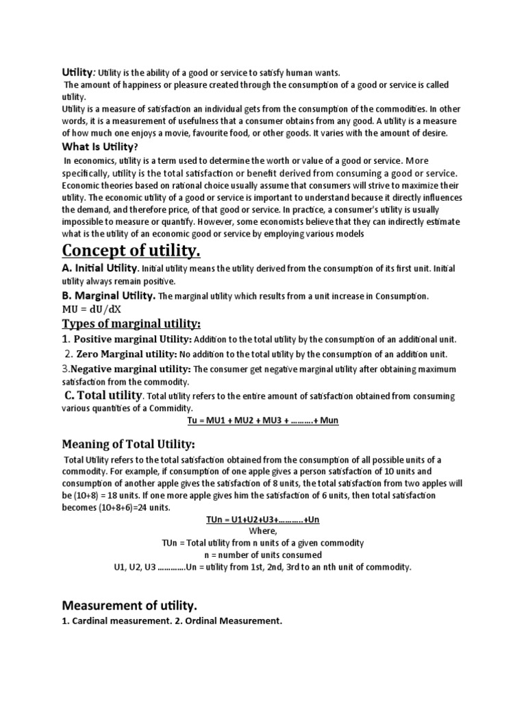 Utility | PDF | Utility | Marginal Utility