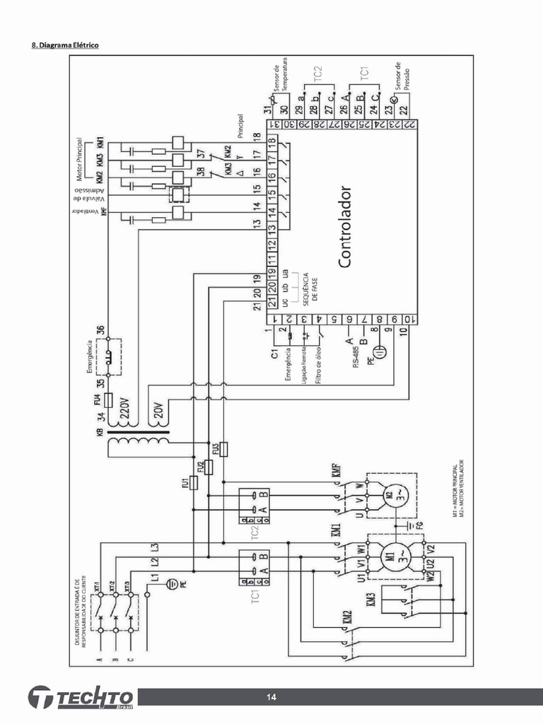Esquema Elétrico Compressor Parafuso Techto | PDF