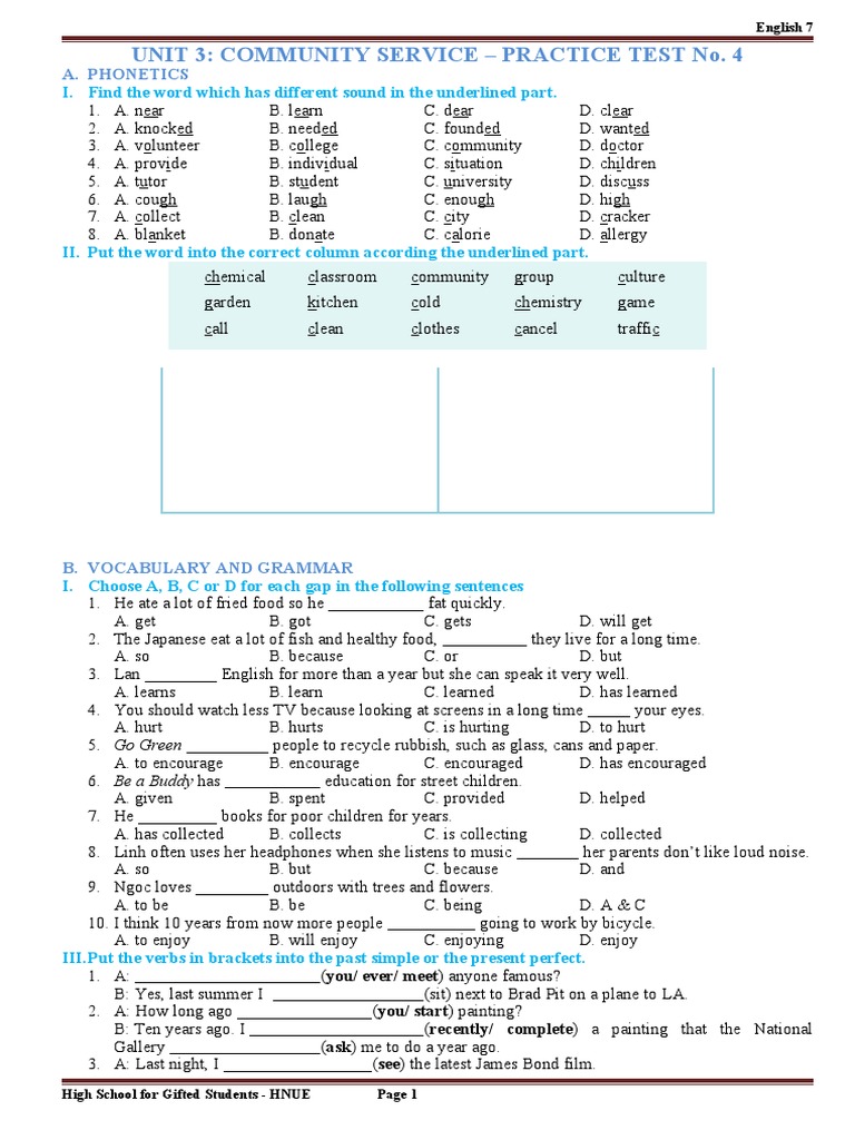 Unit 3 - Practice Test No. 4 | PDF