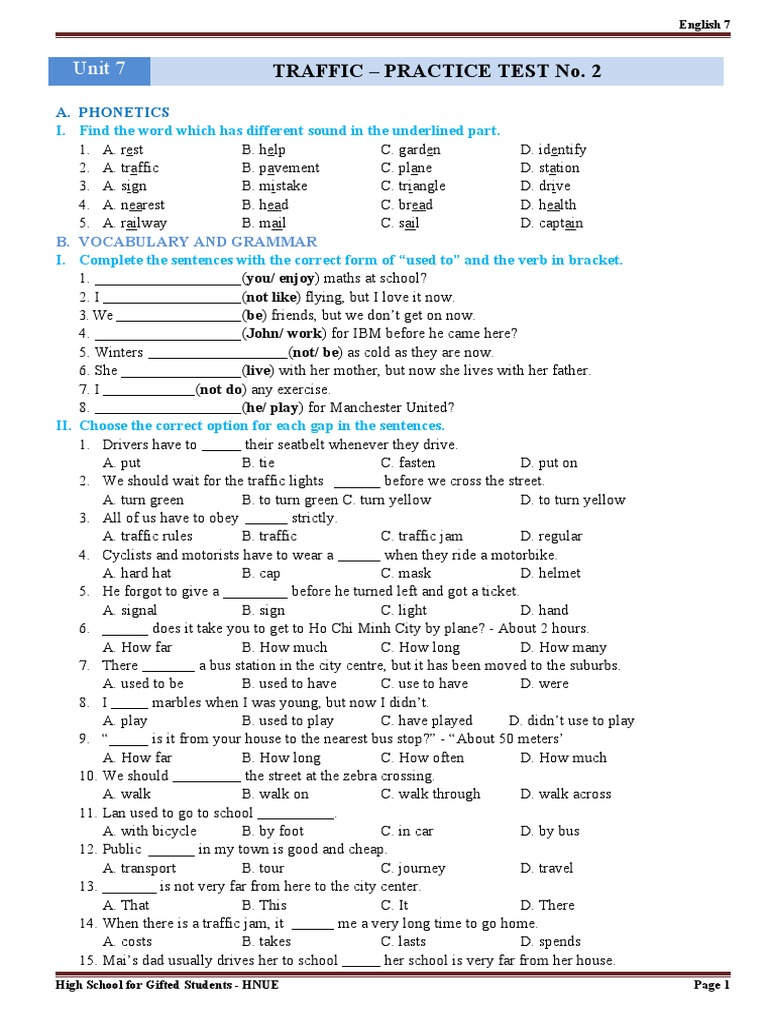 Unit 7 - Traffic | PDF | Traffic | Transport