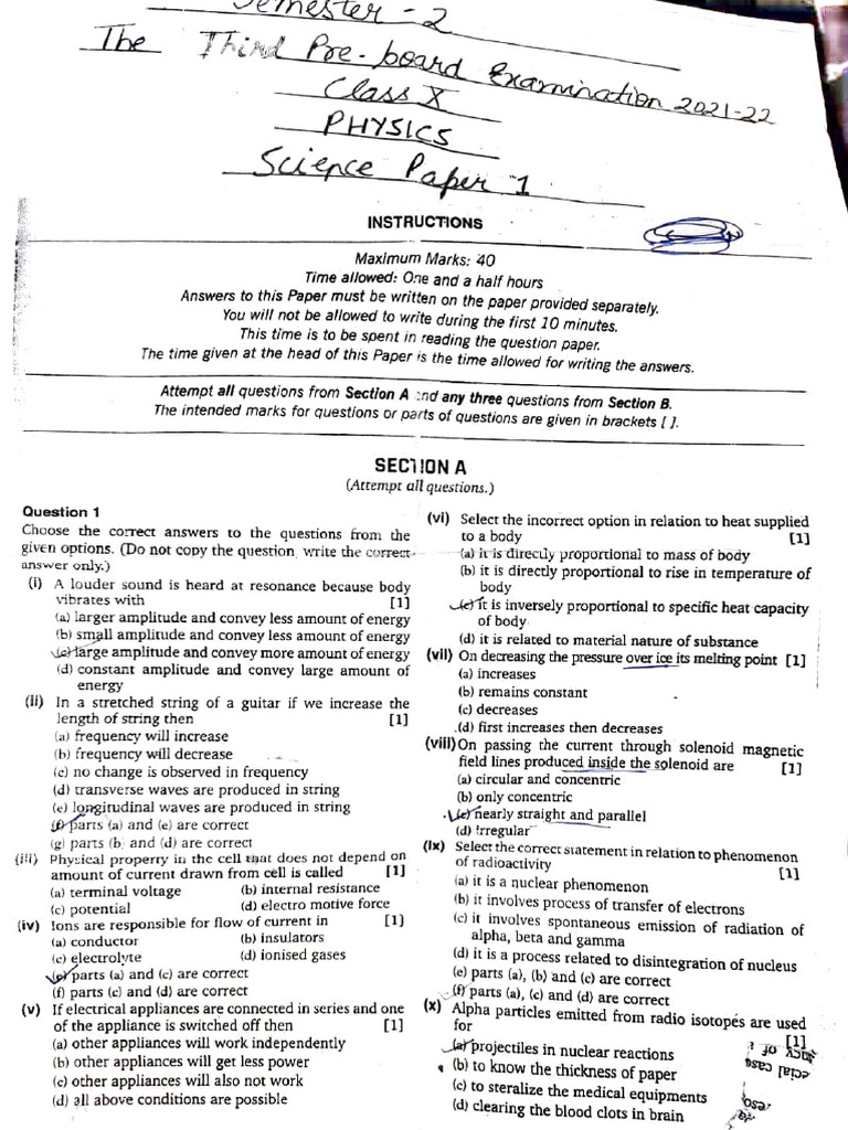 Class X ICSE Pre Board Papers 2021-22 | PDF