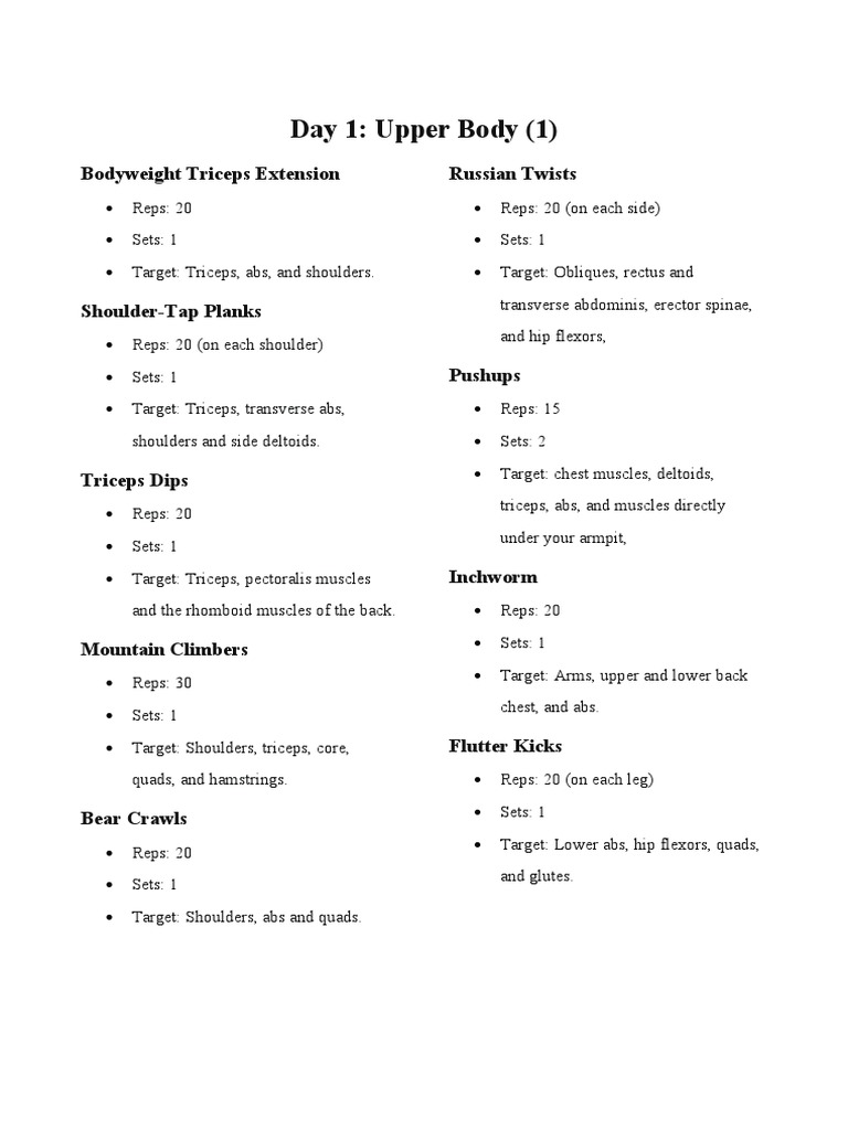 Upper/lower 2 Day Split | PDF | Soft Tissue | Joints
