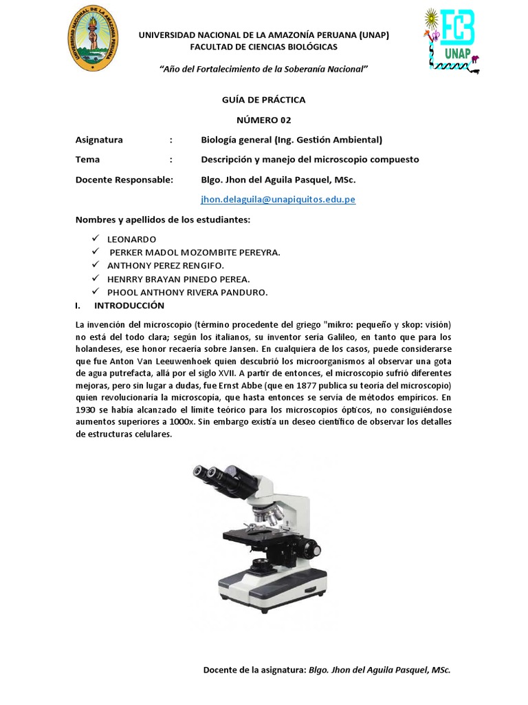 Biologia Gen Practica 2. Microscopía - Instrucciones v2 | PDF | Microscopio | Microscopía