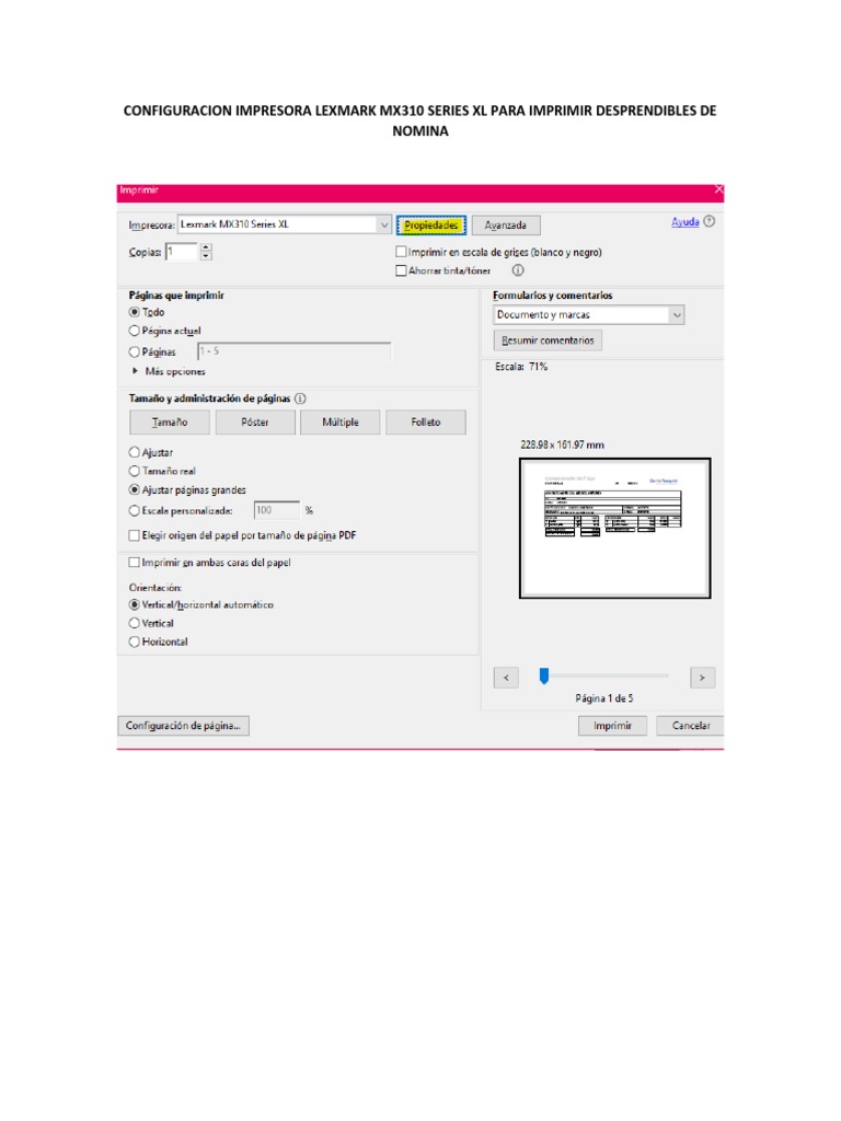 Configuracion Impresora Lexmark MX310 Series XL para Imprimir ...