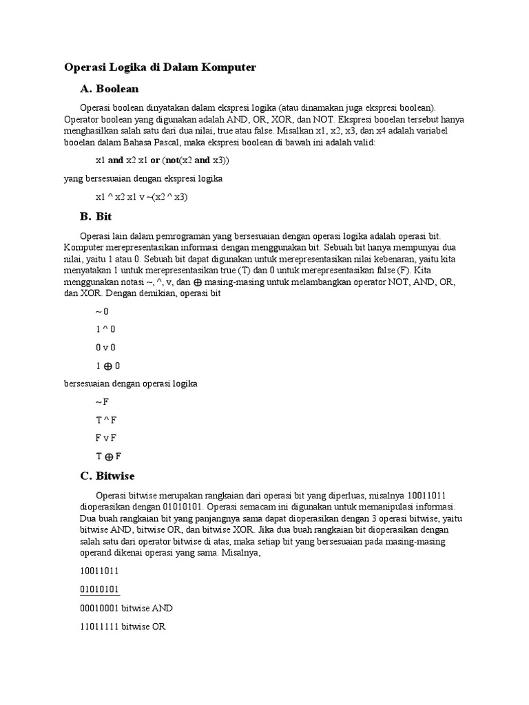 Operasi Logika Di Dalam Komputer | PDF | Metode & Bahan Ajar