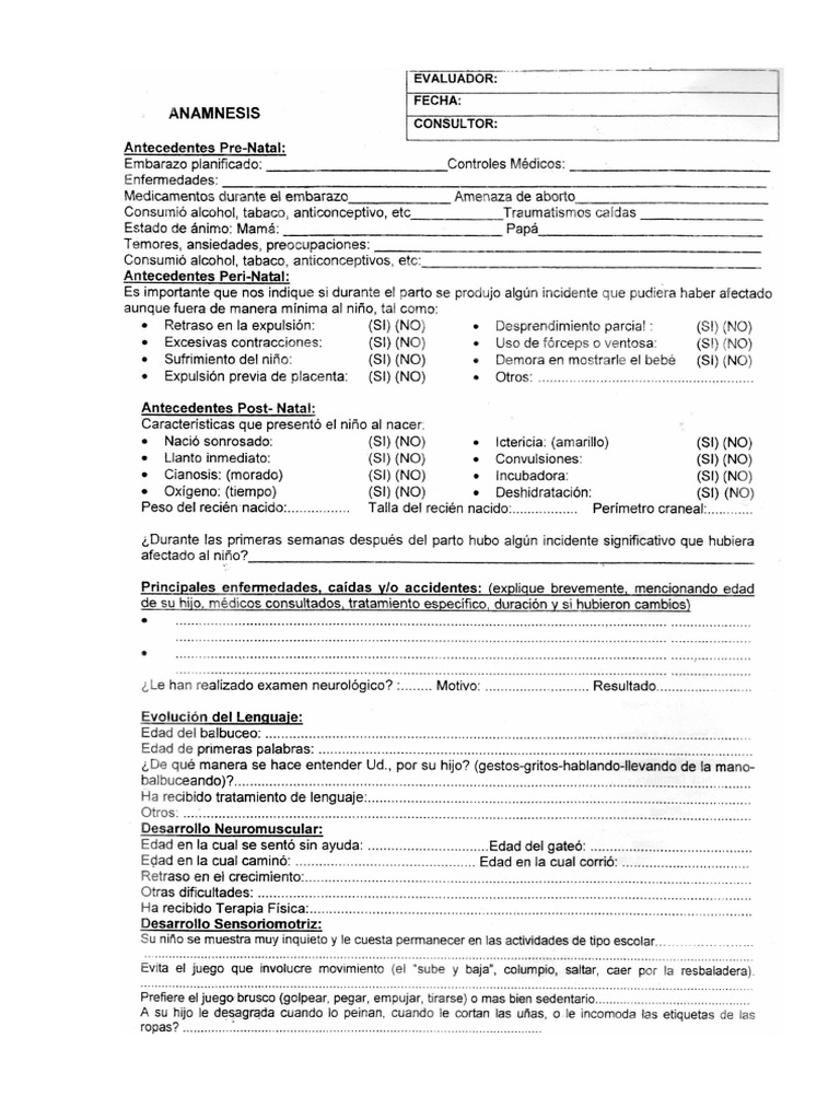 Anamnesis Formato | PDF
