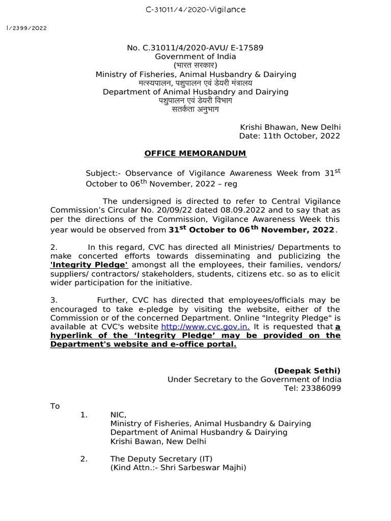 OM DT 11-10-2022 | PDF | Economy Of India | Government