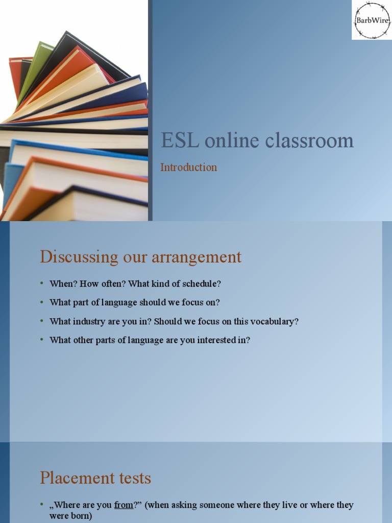 ESL Language Classroom - Introduction | PDF