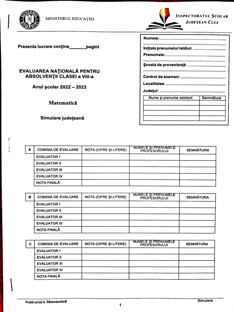 Mate - Info.ro.5444 Cluj - Simulare Evaluarea Nationala 2023 La ...