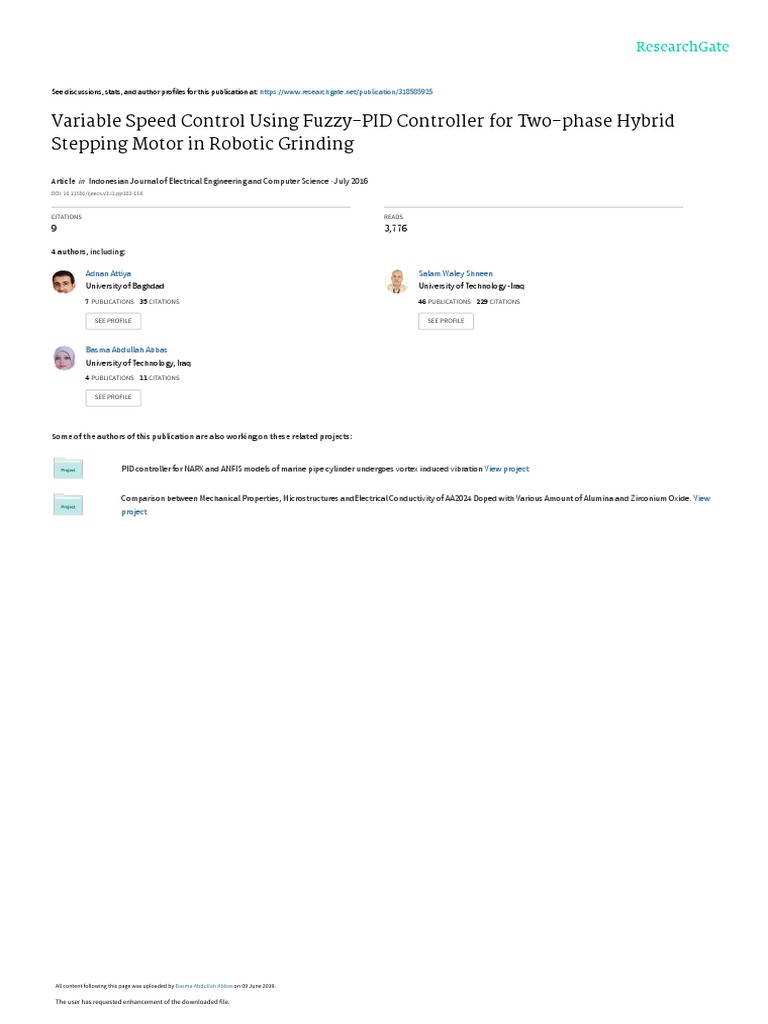 Variable Speed Control Using Fuzzy Pid Controller Pdf Electric