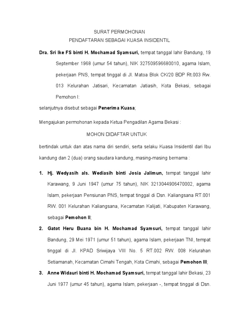 Surat Permohonan Kuasa | PDF