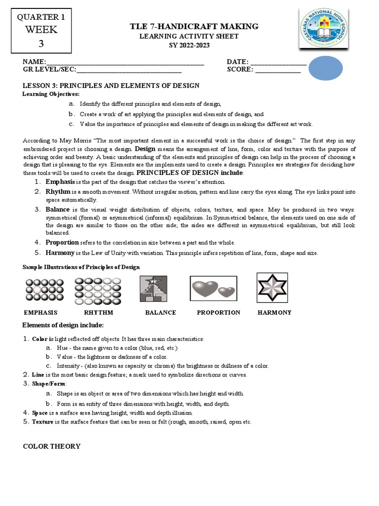 Tle Handicraft Quarter 1 Week 3 | PDF | Art