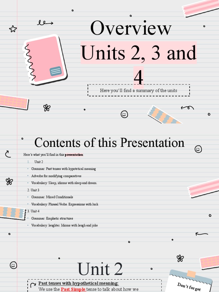 Overview Units 2 and 3 | PDF | Grammatical Tense | Human Communication