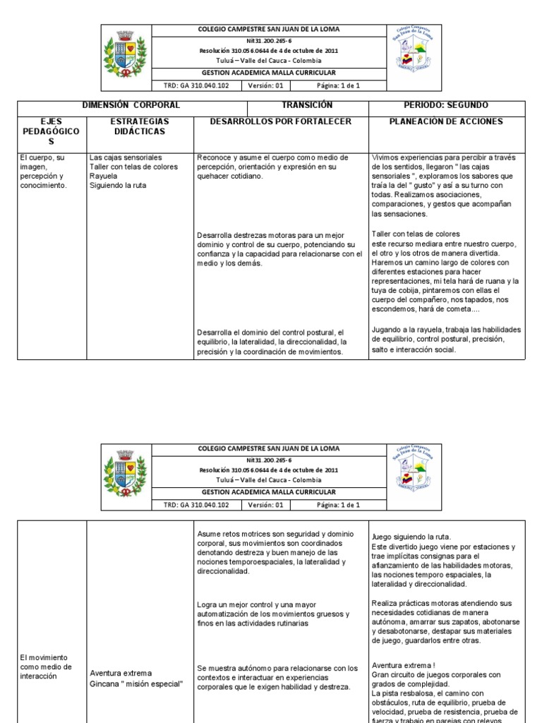 DIMENSION CORPORAL TRANSICIÓN II PERIODO (4) | PDF | Percepción | Sicología