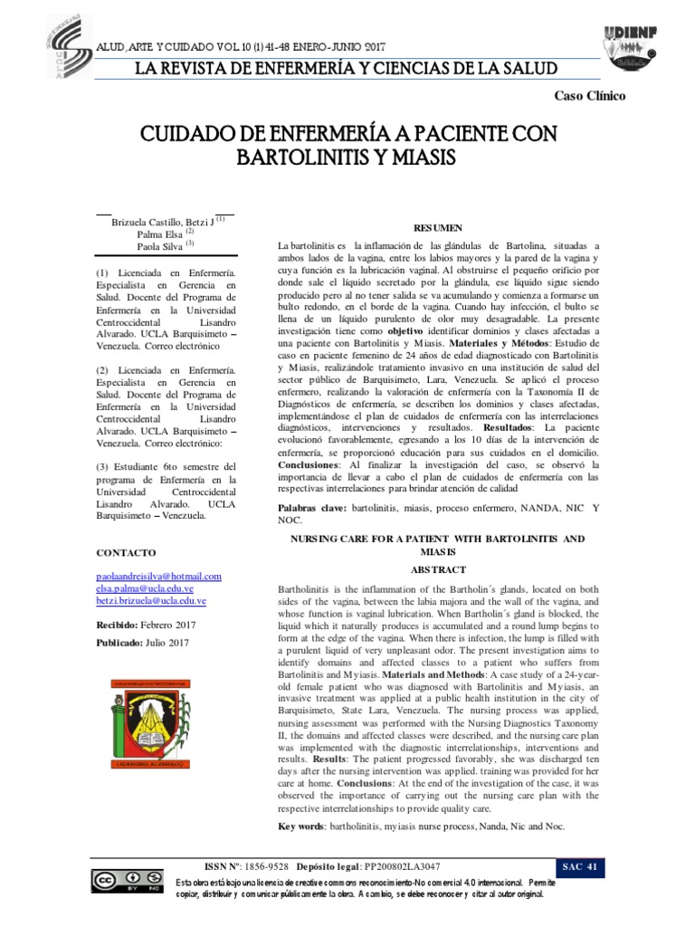 Cuidado de Enfermería A Paciente Con Bartolinitis Y Miasis | Descargar ...