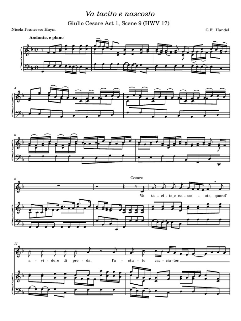 Va Tacito e Nascosto Georg Friedrich Hndel | PDF | Italian Music ...