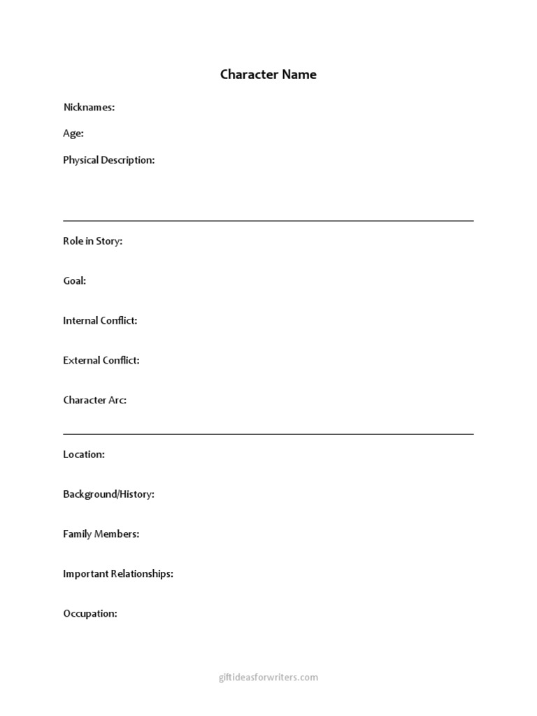 Character Profile Template | PDF